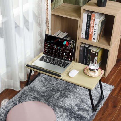 Tavolo da letto pieghevole per laptop, metallo rovere e nero Mamie ...