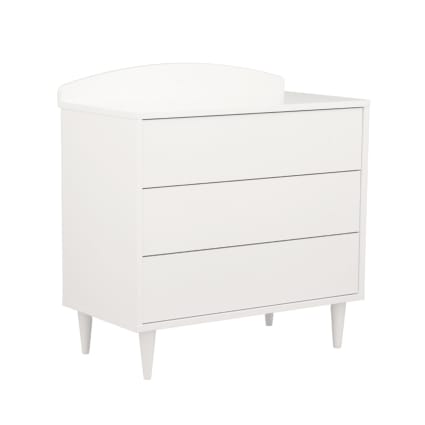 Commode à langer 3 tiroirs avec fronton et pieds bois laqués - ouvert ...