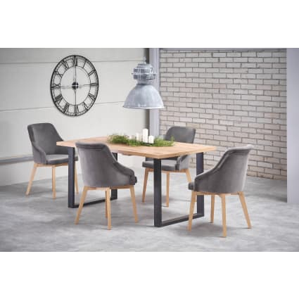 Table à manger industrielle extensible chêne et acier noir 160-210cm ...