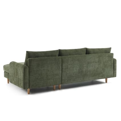 Canapé d'angle fixe réversible tissu chenille 4 places vert Vendome ...