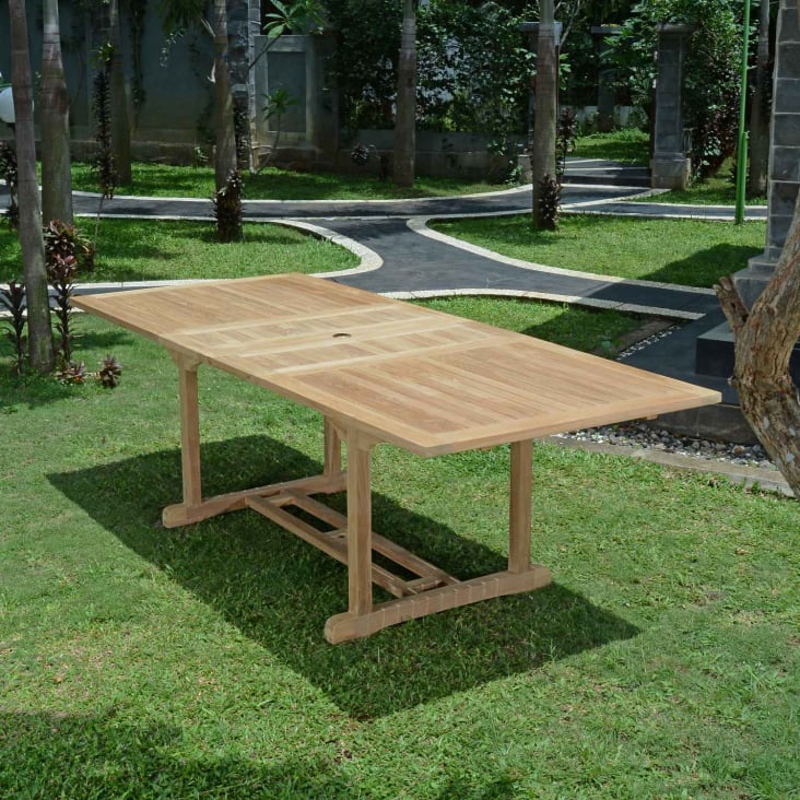 Mesa extensible rectangular de teca maciza 180/240 x100 cm Milan | Maisons du Monde