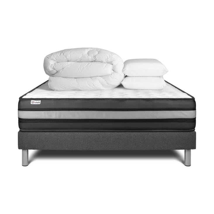 Pack Mousse à mémoire de forme 200x200cm Gris Vital power zen | Maisons ...