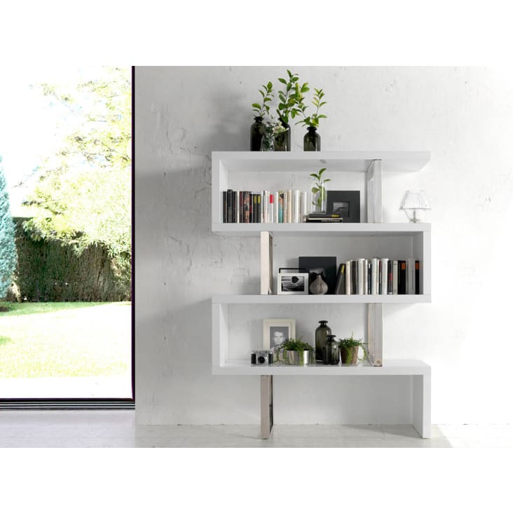 Ripiano in legno bianco e acciaio cromato | Maisons du Monde