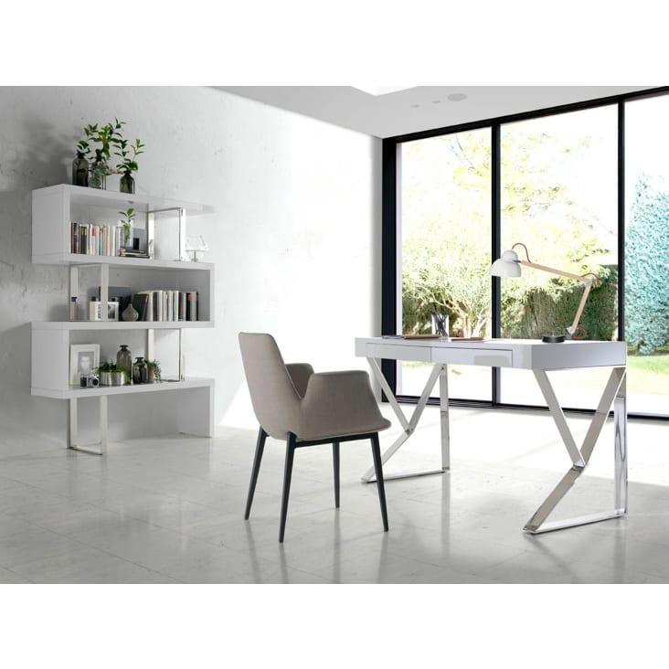 Ripiano in legno bianco e acciaio cromato | Maisons du Monde