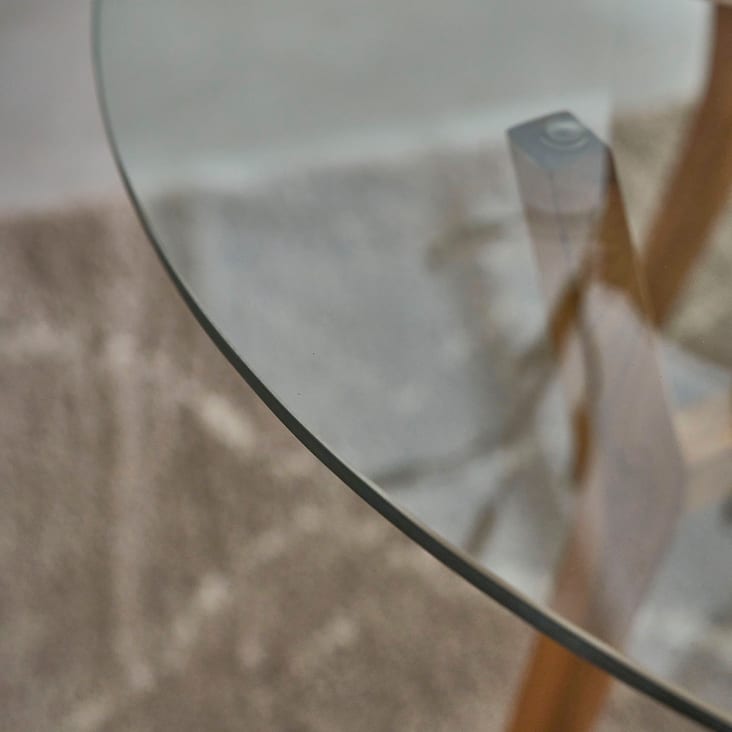 Tavolo tondo in teak massello e vetro per 4 persone Tristan | Maisons ...