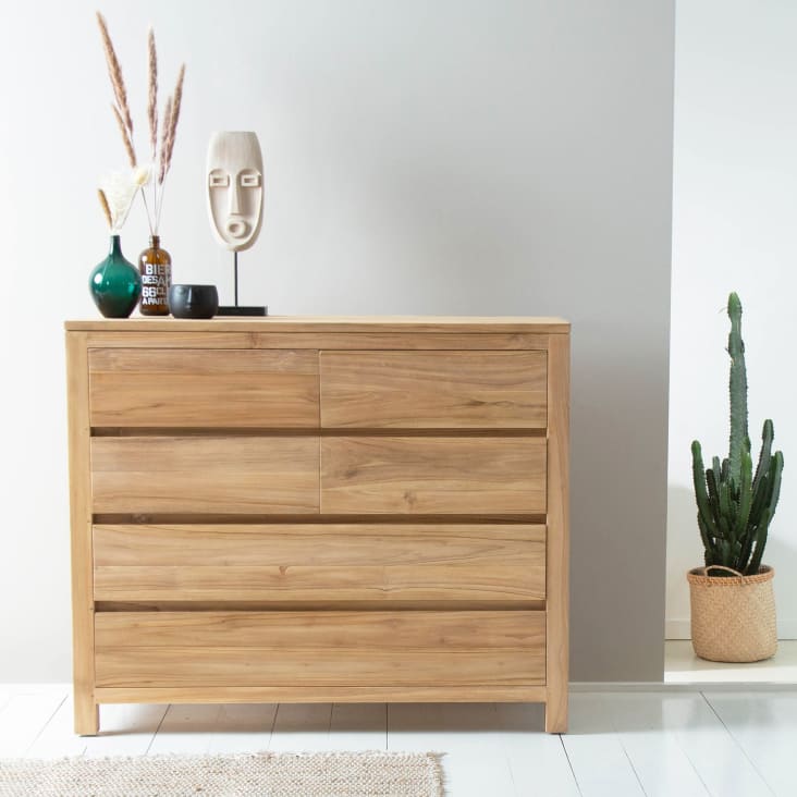 Cómoda de madera de teca maciza de 120 cm Aldo | Maisons du Monde