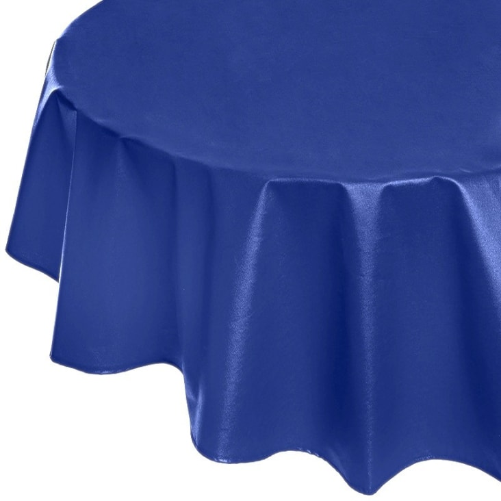 Nappe enduite bleue ovale 160 x 200 cm Uni | Maisons du Monde