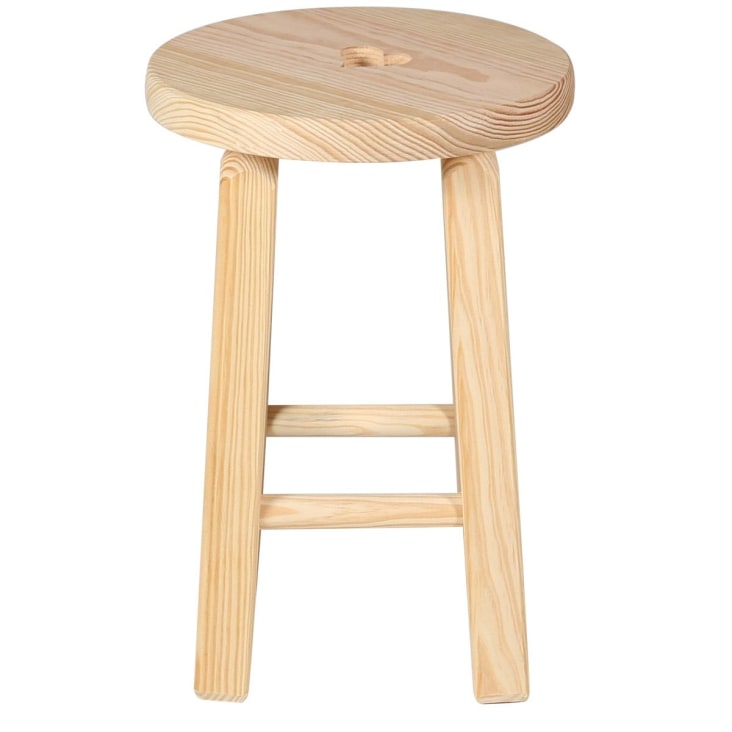 Tabouret rond avec coeur en pin massif brut REGION | Maisons du Monde