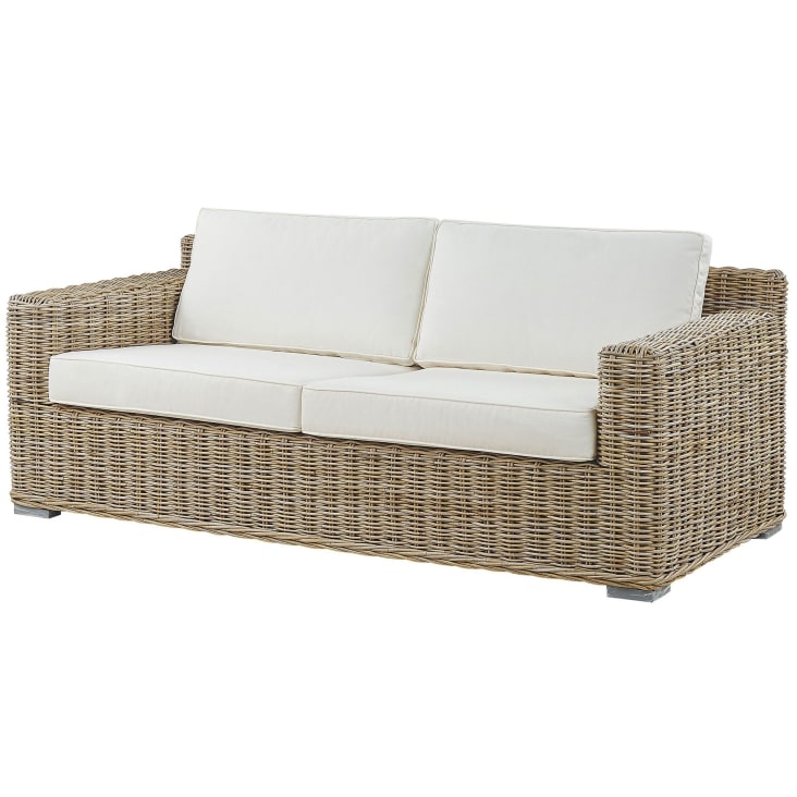 Set di divani da giardino 4 posti Rattan Marrone chiaro Ardea | Maisons ...