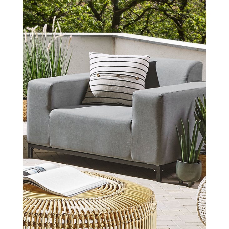 Conjunto de 2 sillones de poliéster gris negro Rovigo | Maisons du Monde