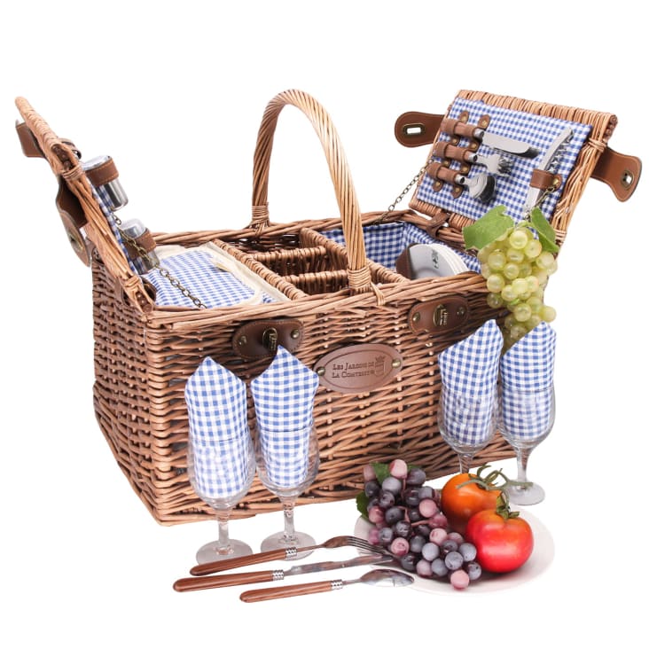Cestino da picnic in vimini Saint-Germain blu gingham - 4 persone ...