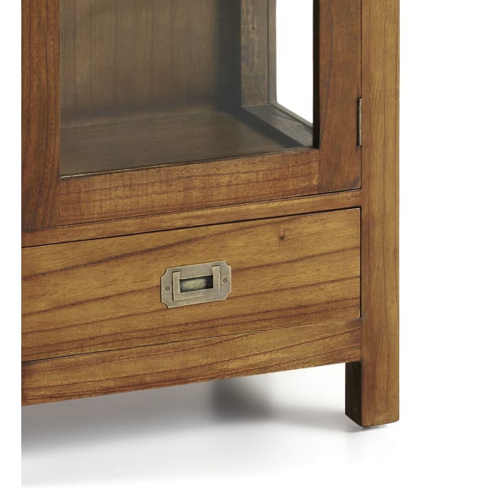 Vetrina in legno di mindi e ante in vetro con cassetto H 100 cm Star ...