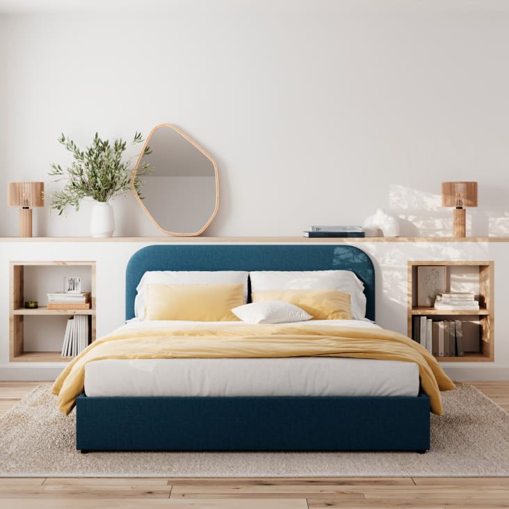 Letto contenitore 160x200 cm in tessuto blu Tilly | Maisons du Monde