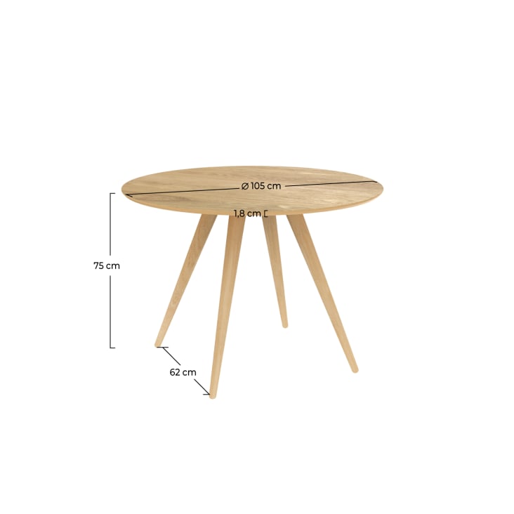 Table ronde 4 personnes en bois clair naturel D105 cm LIWA | Maisons du ...
