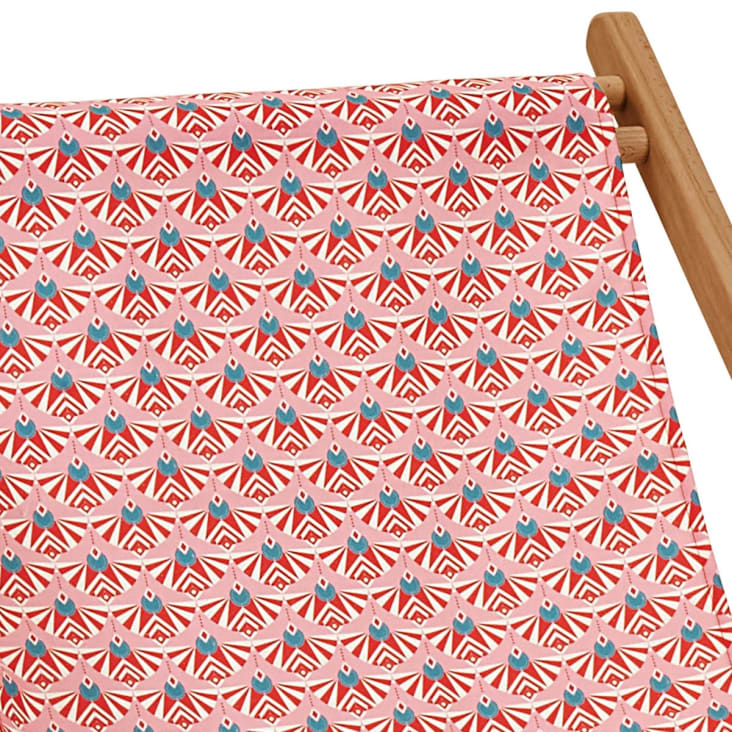 Klappbarer Liegestuhl aus Buchenholz Grafischer Druck Rose Nour ...