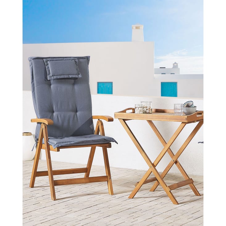 Silla de jardín con cojín madera azul Java | Maisons du Monde