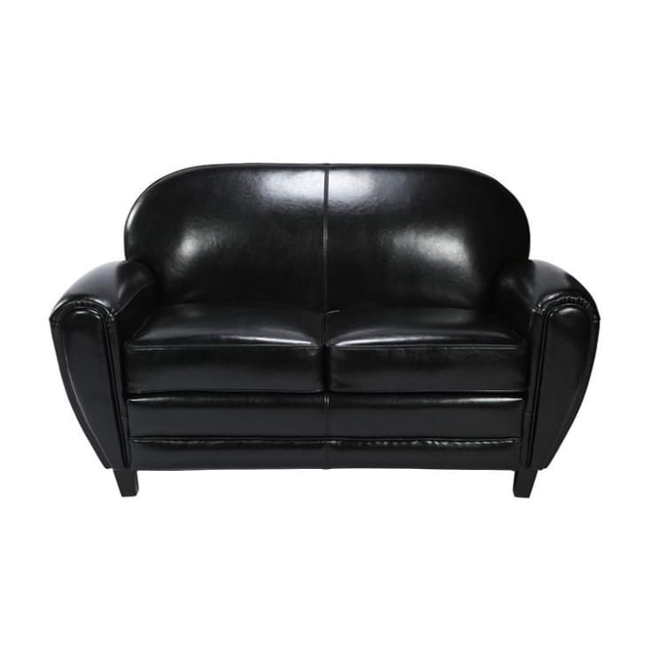 Divano nero a 2 posti in pelle rivestita Club | Maisons du Monde