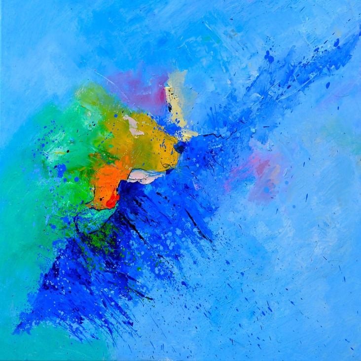Cuadro arte abstracto ola de azul impresión sobre lienzo 80x80cm ...