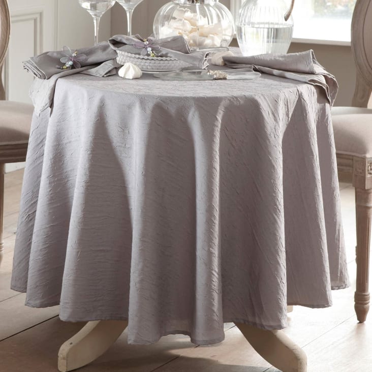 Nappe ronde gris 180x180 en polyester Fontana | Maisons du Monde