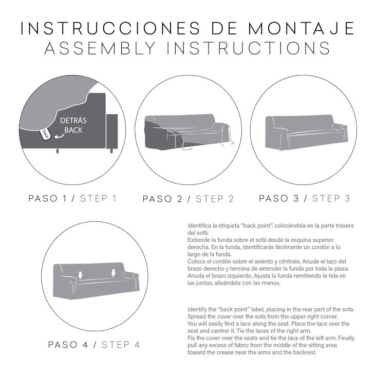 Copridivano tre posti con lacci grigio scuro 180 - 230 cm Eysa | Maisons du Monde