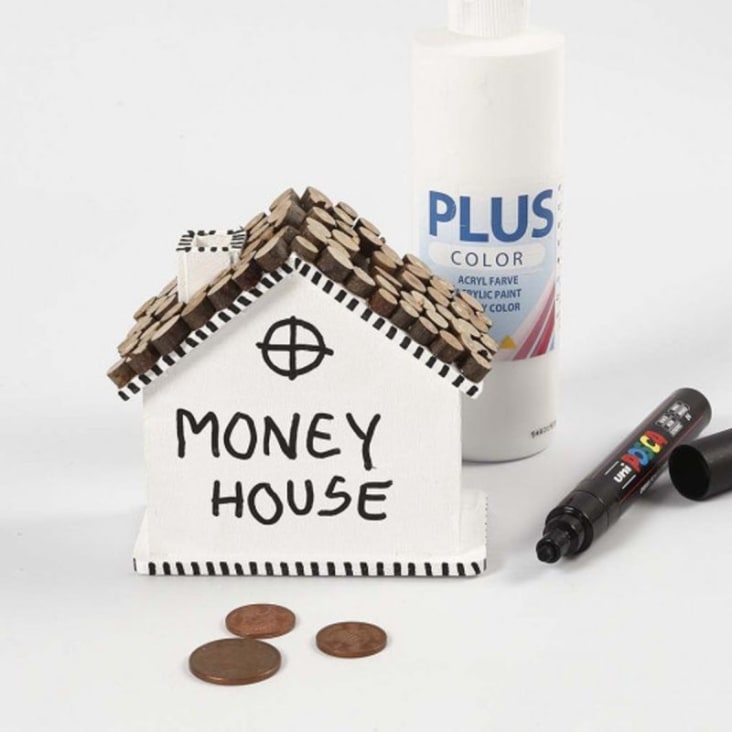 Hucha de madera para decorar la casa 10 x 10 x 5,4 cm MAISON | Maisons ...