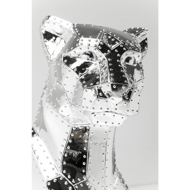 Statue panthères rivets en polyrésine argentée Cat rivet | Maisons du Monde