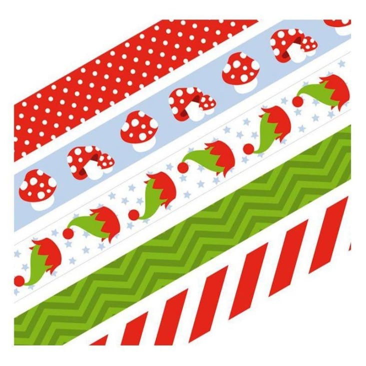 5 washi tape 5 m Natale e funghi CHAMPIGNONS | Maisons du Monde