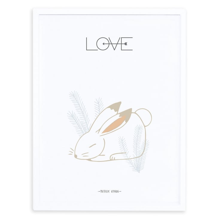 Lámina de papel conejo love de 30x40 cm NORDIC | Maisons du Monde