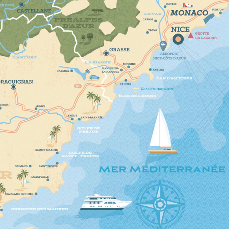 Póster costa azul 21x29,7 cm | Maisons du Monde