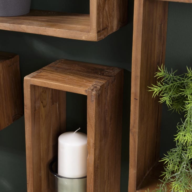 Estantería rectangular con 2 estantes de madera de teca reciclada ALIDA ...