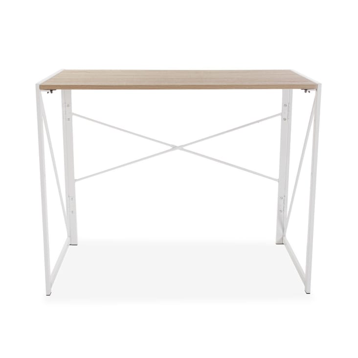 Bureau pliant en aggloméré imitation bois et métal blanc Jack | Maisons ...