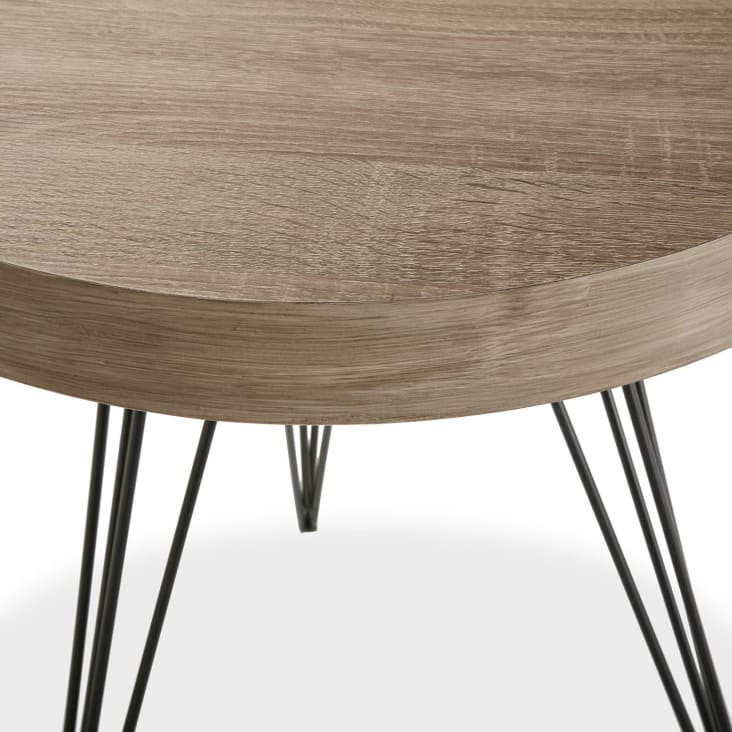 Table d'appoint en imitation bois marron et noir et métal Fontana | Maisons du Monde