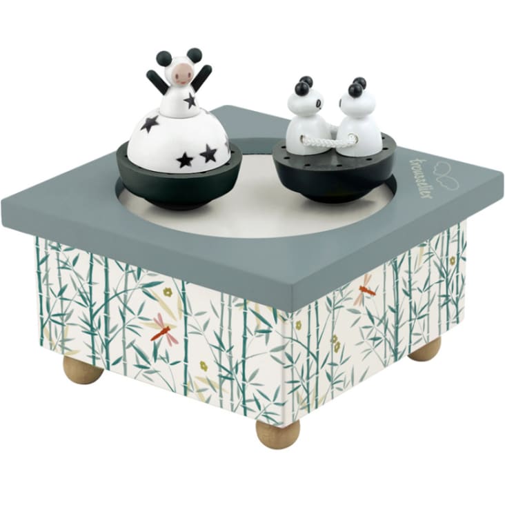 Caja de música de madera niña & pandas | Maisons du Monde