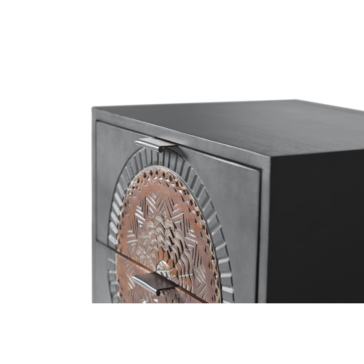 Cómoda madera de mango y patas de metal gris y marron Wood mandala ...