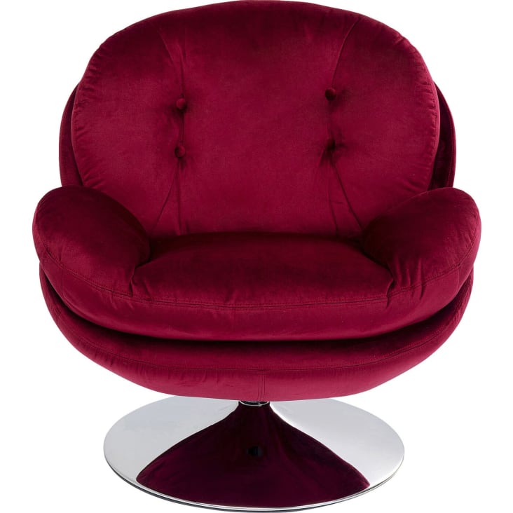 Fauteuil pivotant en velours rouge et acier chromé Cosy | Maisons du Monde
