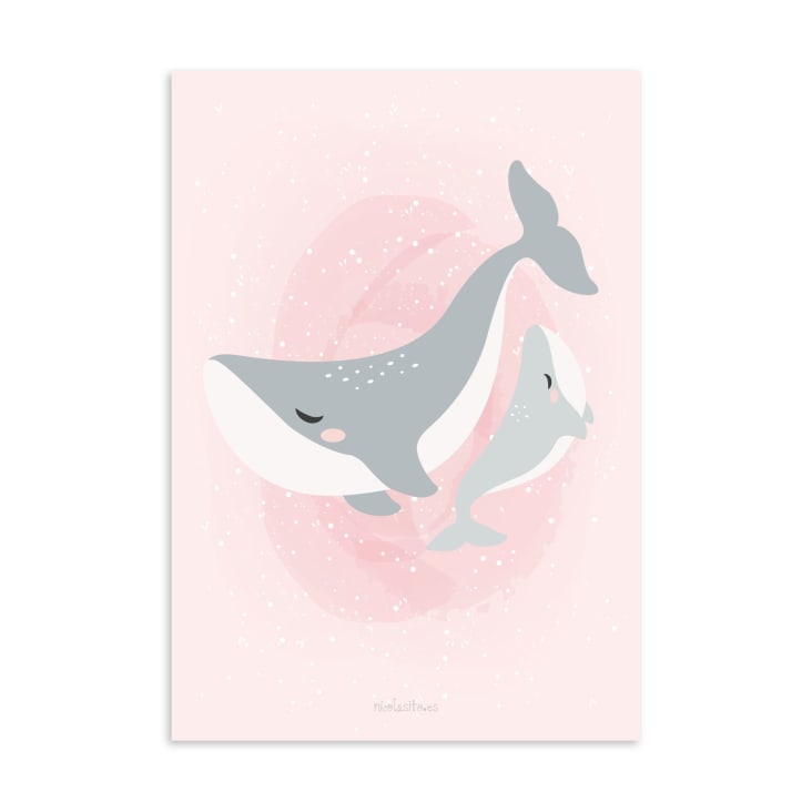 Lámina decorativa Mamá Ballena rosa 30x40cm | Maisons du Monde