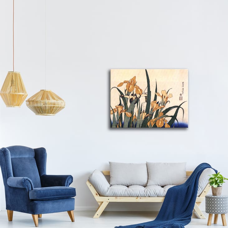 Tableau Iris et Sauterelle Katsushika Hokusai 80x100cm | Maisons du Monde