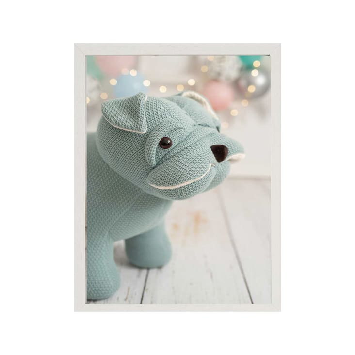 Lámina perro enmarcada madera blanca 43X33 cm DECOWALL | Maisons du Monde