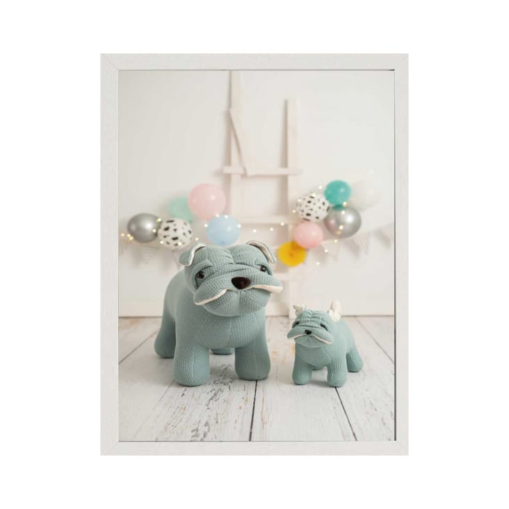 Lámina perros enmarcada madera blanca 43X33 cm DECOWALL | Maisons du Monde