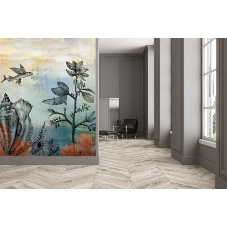 Papel pintado panorámico azul 240x270 NAUTILUS | Maisons du Monde