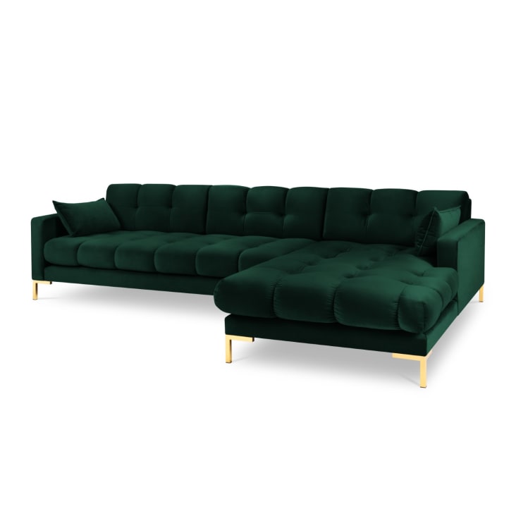 5-Sitzer Ecksofa rechts aus Samt, flaschengrün Mamaia | Maisons du Monde