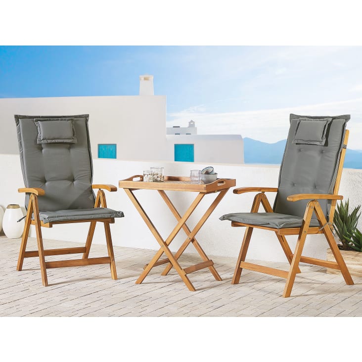 Conjunto de balcón con cojín madera grafito Java | Maisons du Monde