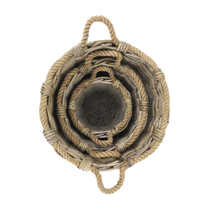 Set di 3 cestini in rattan e corda Ø 40 cm Rattan | Maisons du Monde