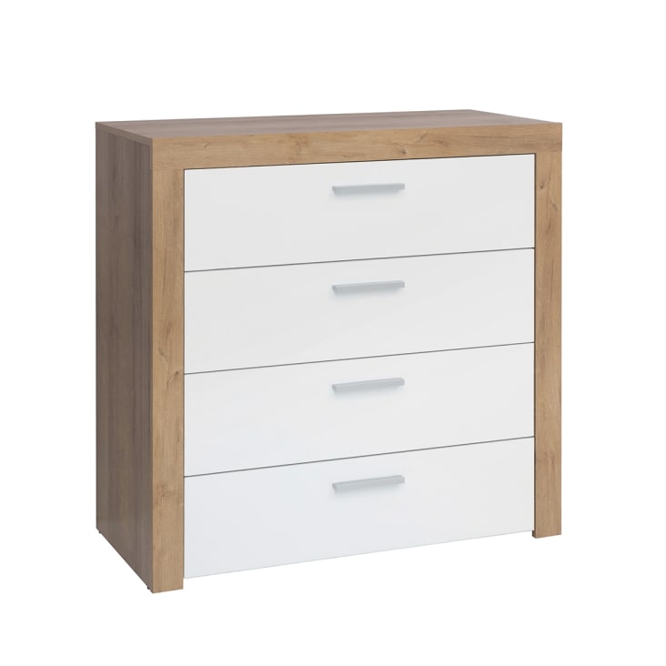 Cómoda 4 cajones estratificado blanco beige Nora | Maisons du Monde Cómoda 4 cajones estratificado blanco beige Nora | Maisons du Monde