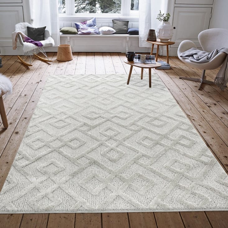 Tapis bohème à relief blanc ivoire 240x340cm Boheme | Maisons du Monde