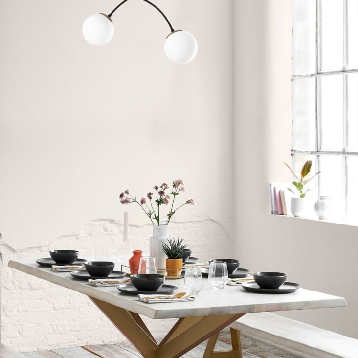 Plafón de techo negro 2 luces con tulipas de cristal opal blanco MOSOMA ...