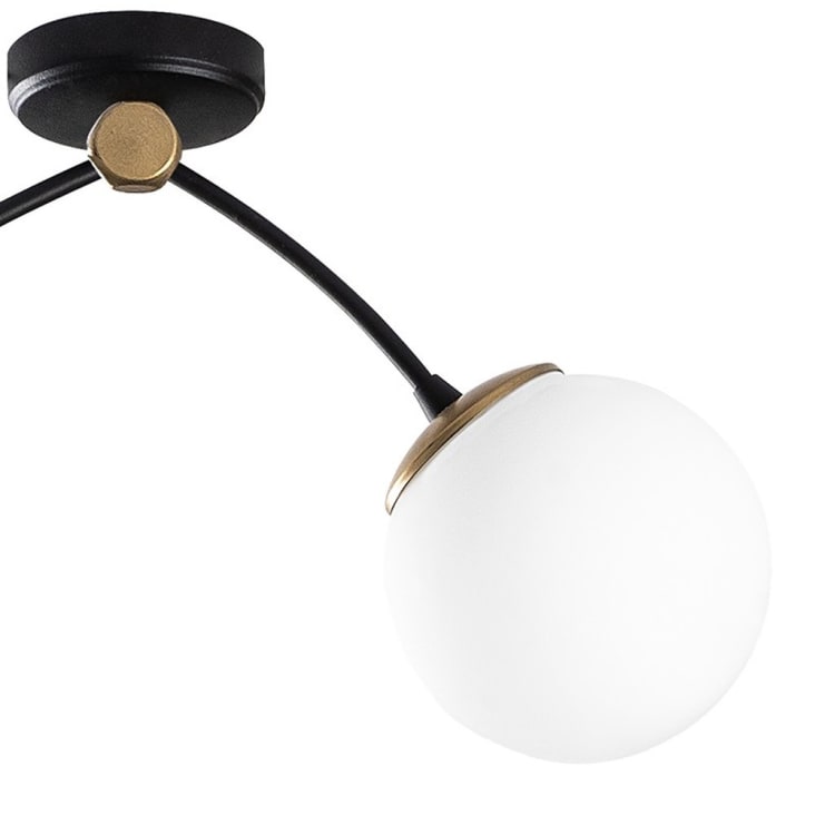 Plafón de techo negro 2 luces con tulipas de cristal opal blanco MOSOMA ...