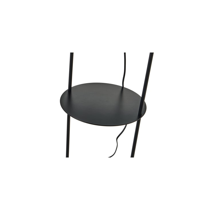 Lampadaire table en métal noir et abat-jour blanc H150cm | Maisons du Monde