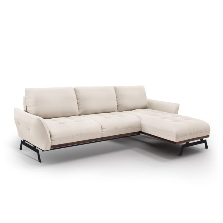 Divano modulare destro 4 posti in tessuto strutturato beige chiaro ...