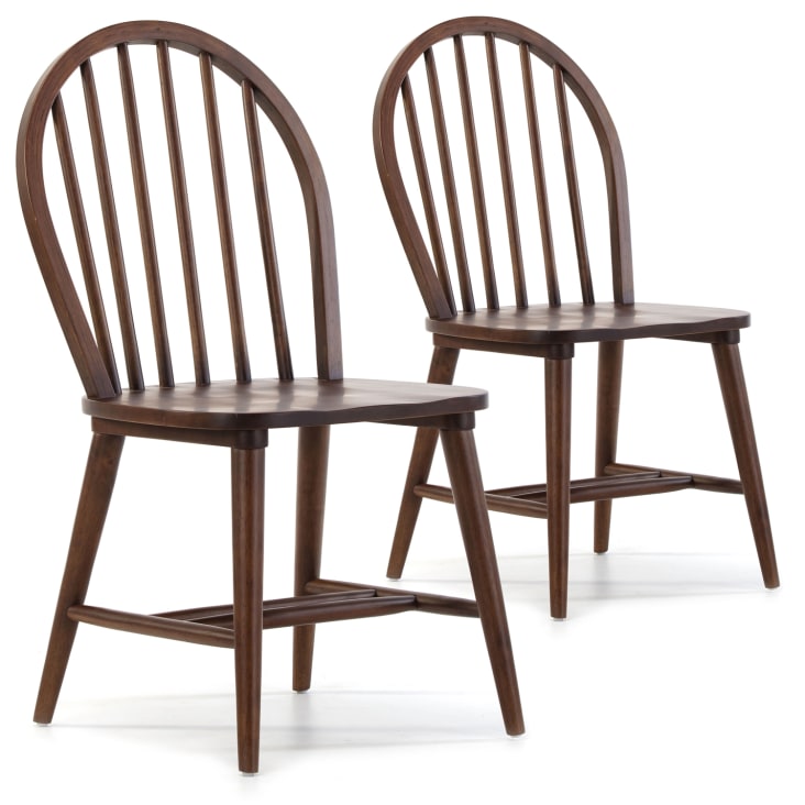 Pack 2 chaises couleur noyer, bois massif, 48 cm x 48 cm x 92 cm CLARCK ...